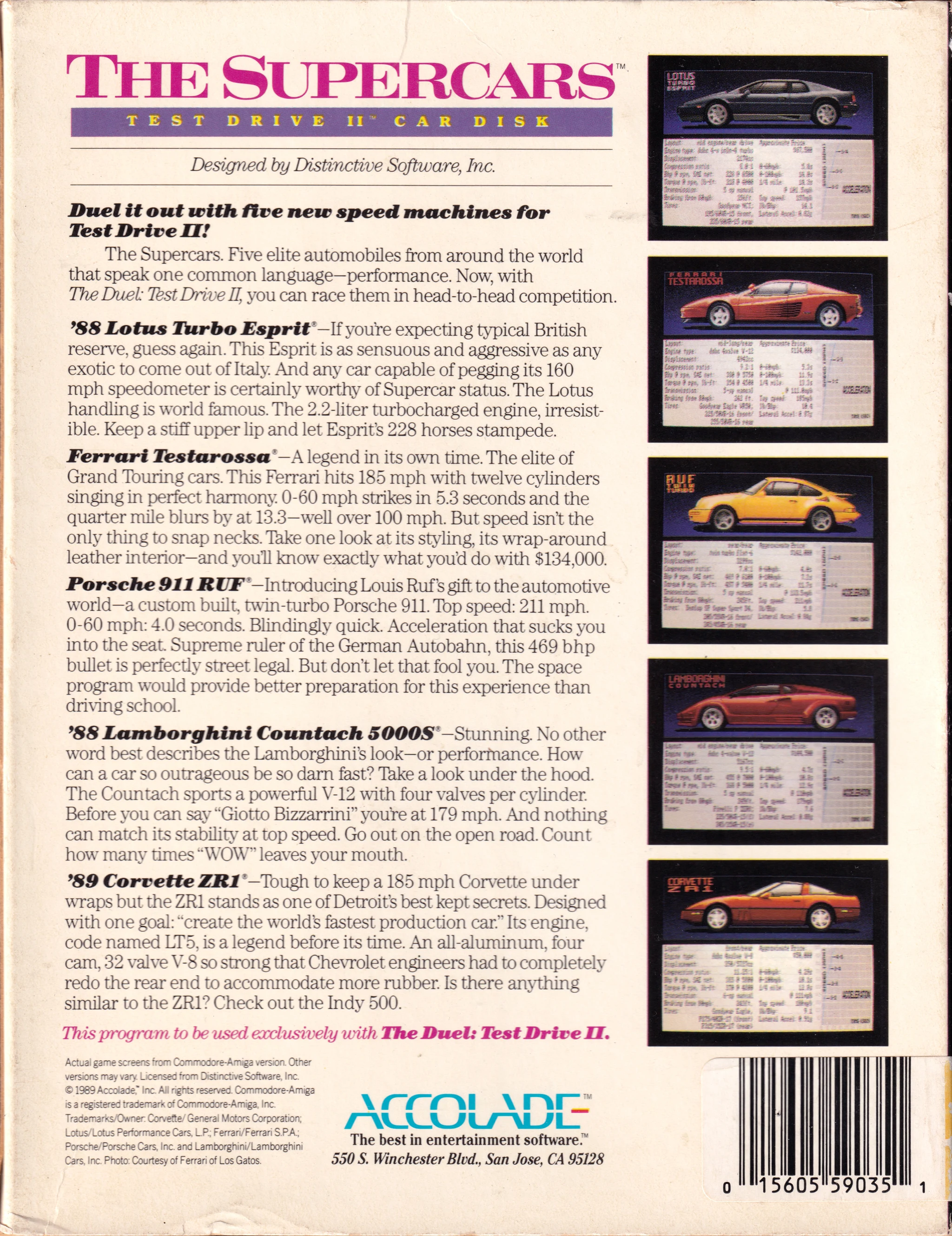 Big Box Collection: The Supercars: Test Drive II Car Disk (1989, C64, US)